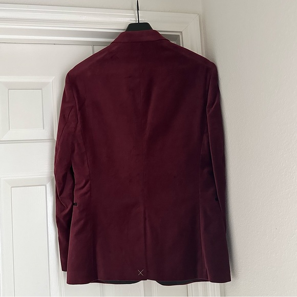 Express | Suits & Blazers | New Express Slim Solid Red Burgundy Velvet ...
